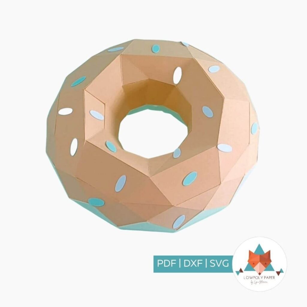 DONUT – PAPERCRAFT LOWPOLY (PDF/DXF/SVG) - Lowpoly Paper by Ligia Moreira
