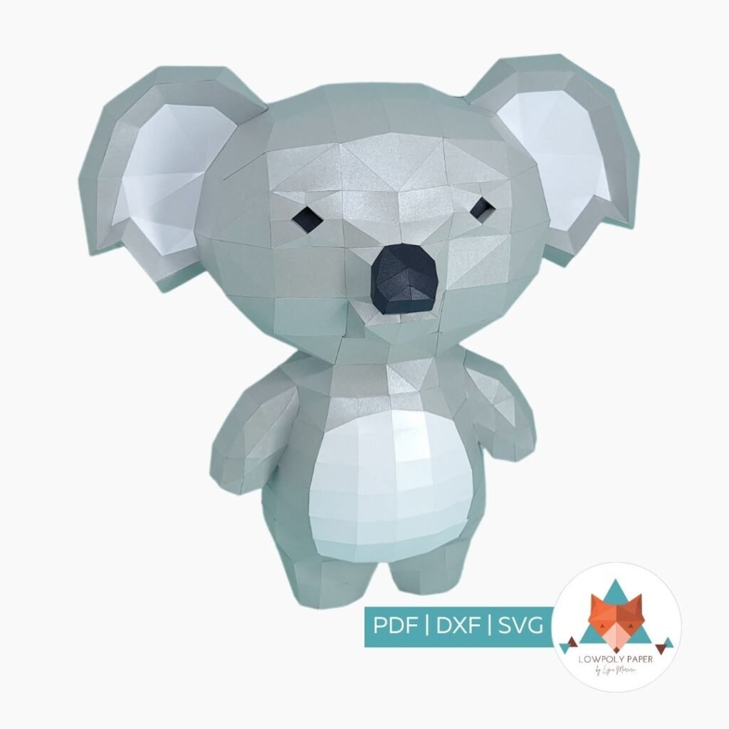 KOALA – PAPERCRAFT LOWPOLY (PDF/DXF/SVG) - Lowpoly Paper by Ligia Moreira