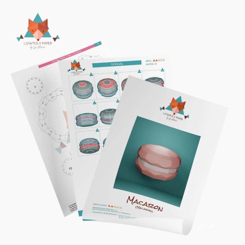 MACARON – PAPERCRAFT LOWPOLY (PDF/DXF/SVG) - Lowpoly Paper by Ligia Moreira
